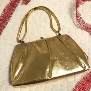 Bags | Vintage Gold Metallic Mini Party Purse Clutch | Poshmark